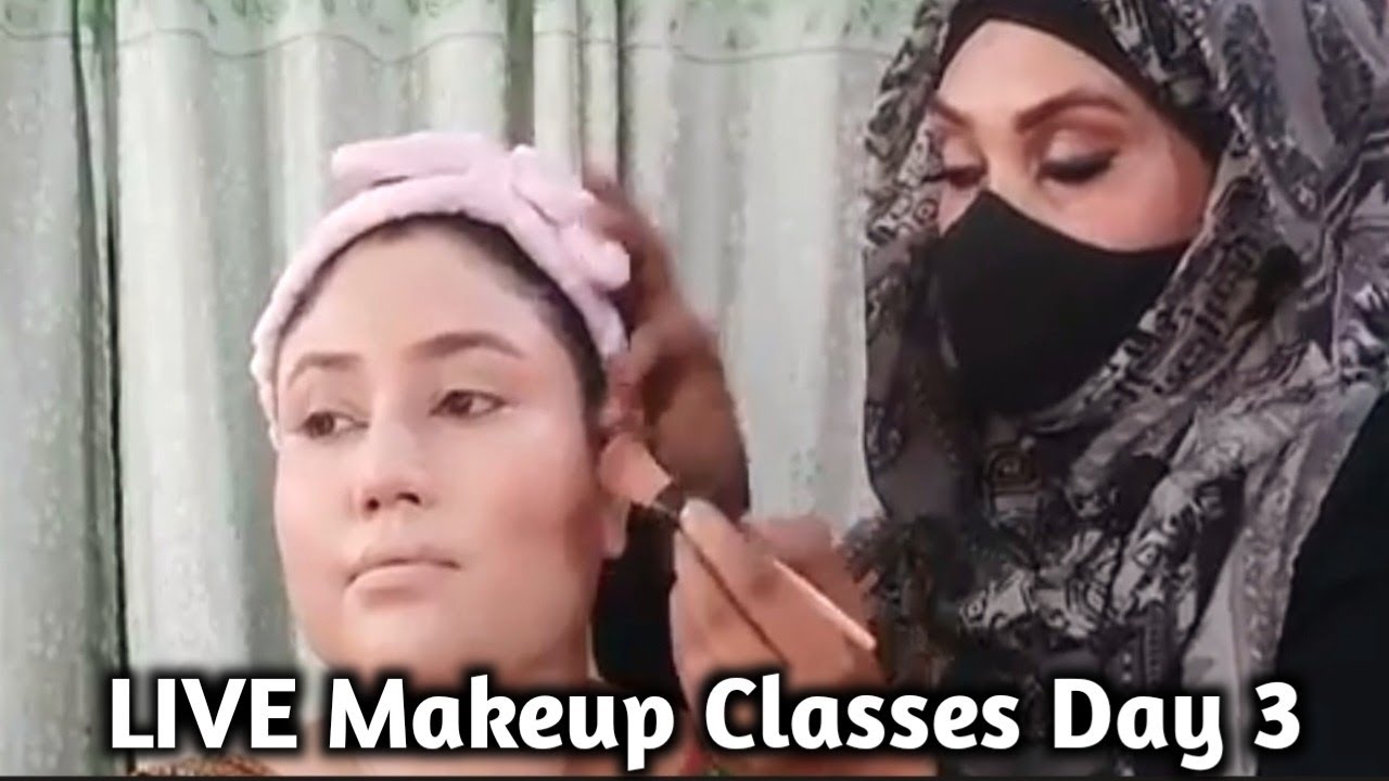 LIVE Makeup classes Day 3 ll Face Contouring ll Blush & canseanig ...