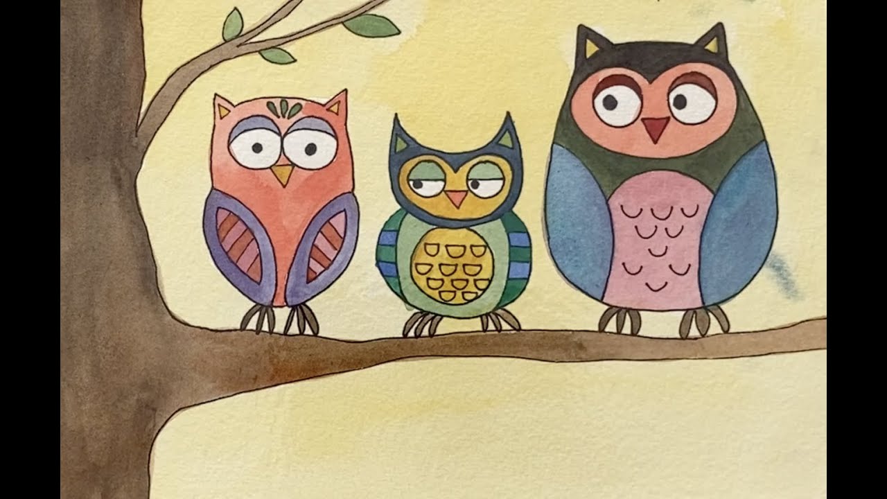 How to draw baby owls - YouTube