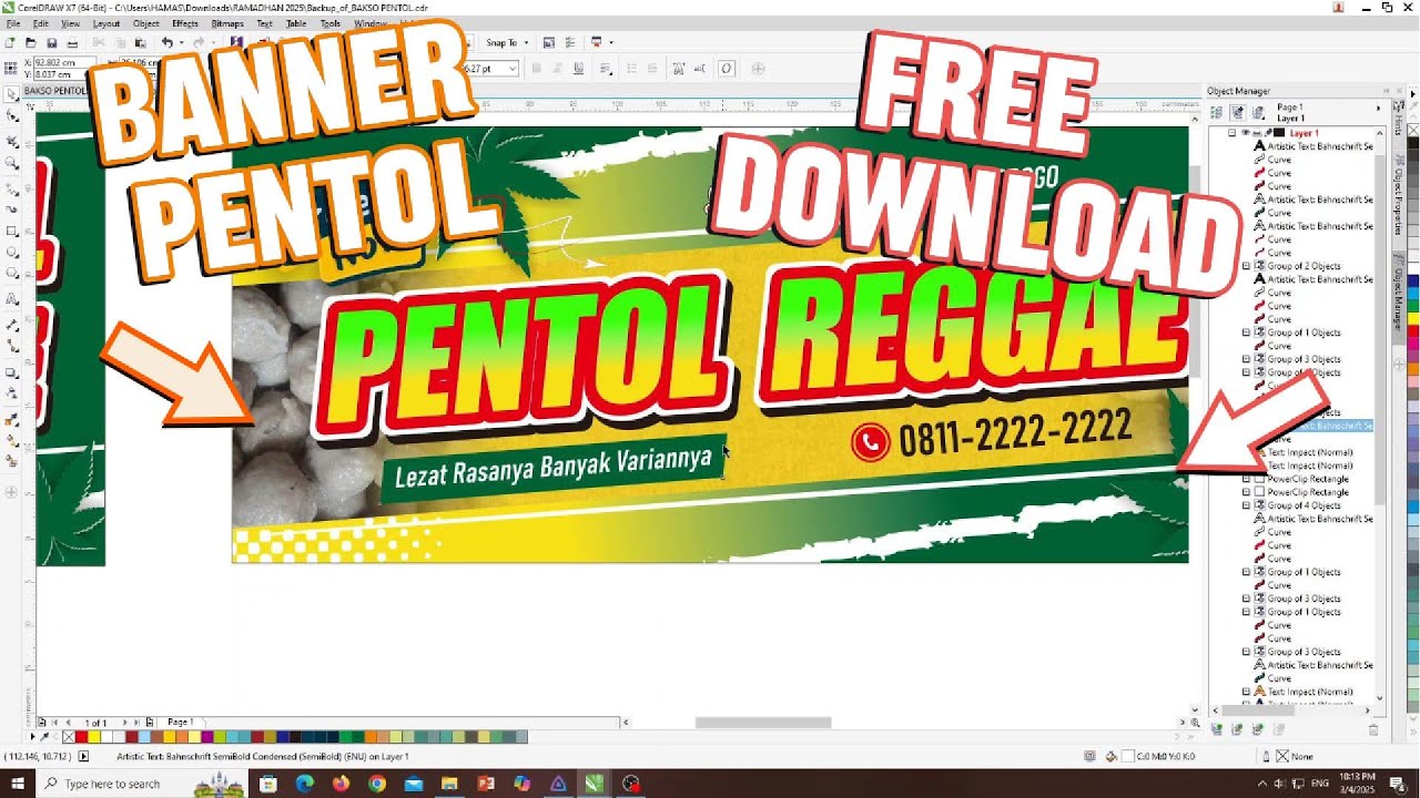 DOWNLOAD BANNER PENTOL FREE TEMPLATE COREL DRAW X7 - YouTube