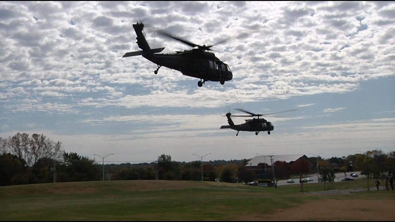Army National Guard brings Helicopters to campus - YouTube