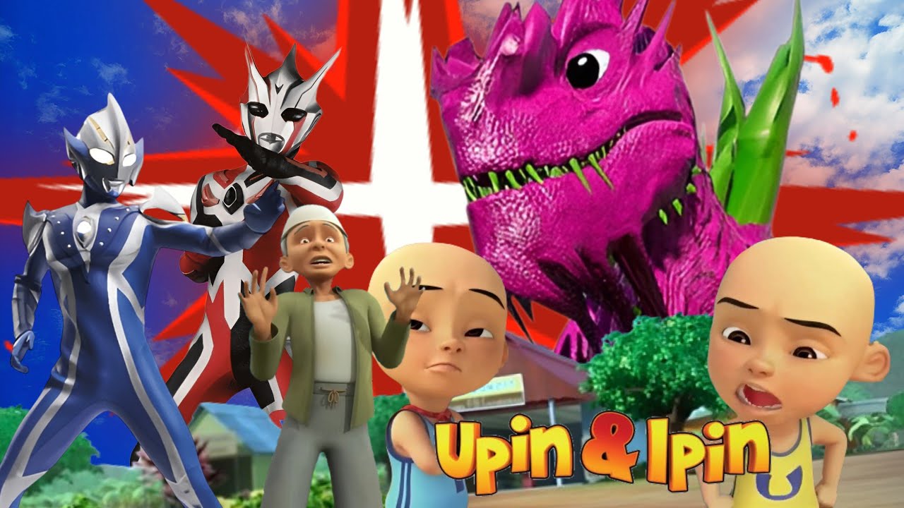 Upin Ipin Takut Ada Tirex Dinosaurus Merah Tanduk Cahaya Ultraman Dark ...