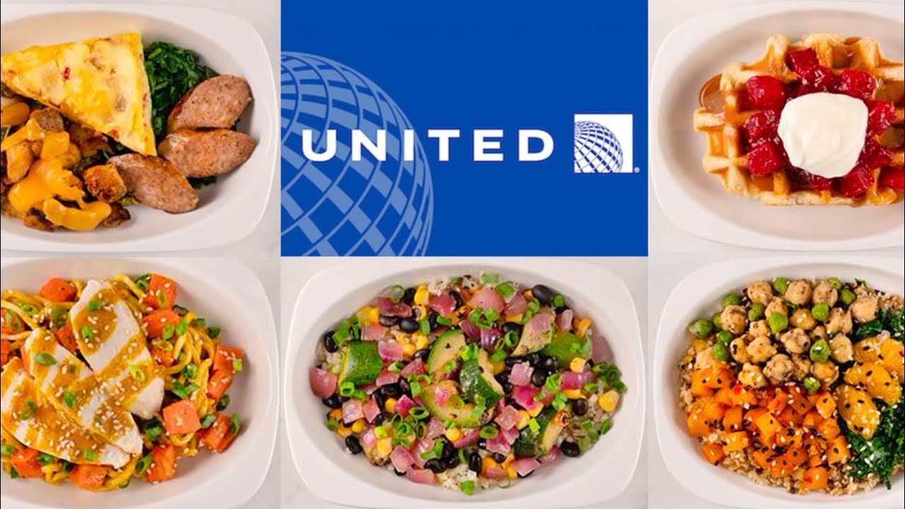 United Airlines Business Class Breakfast and Dinner - YouTube