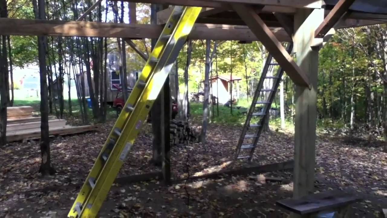 Pole Barn - framing the roof rafters and second floor joists - 10-11 ...