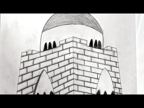 how to draw Mazar-e-Quaid||Tomb of Quaid-e-Azam ||step by step ...