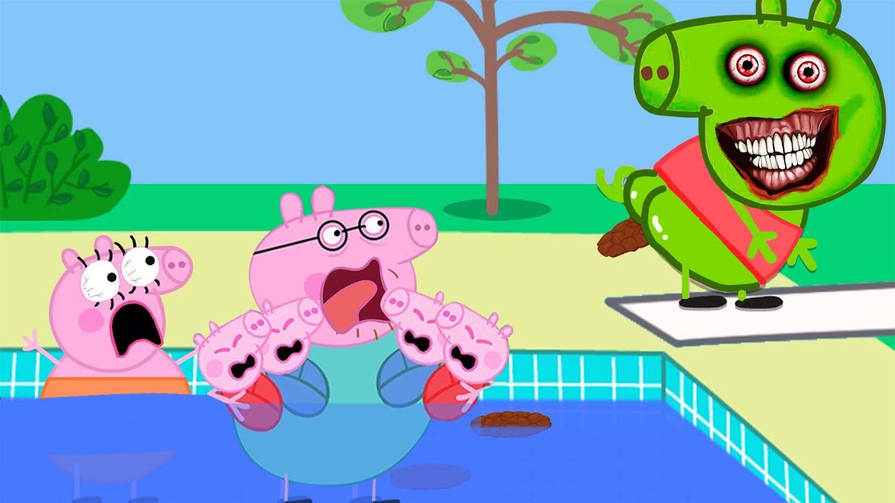 Zombie Peppa has diarrhea, Zombie appears at the pool | Peppa pig ...
