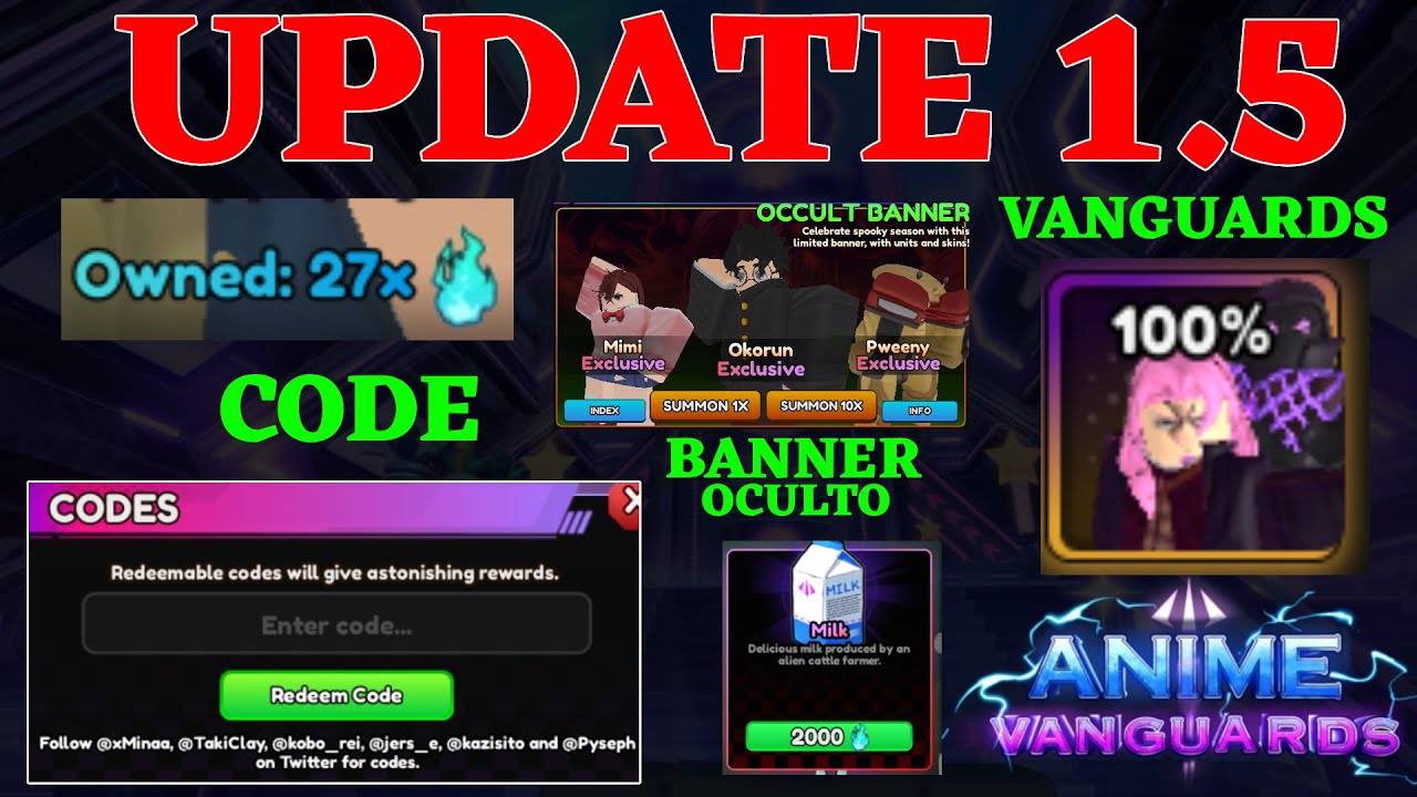 UPDATE 1.5 ANIME VANGUARDS CODES ROBLOX *SPIRIT* - YouTube