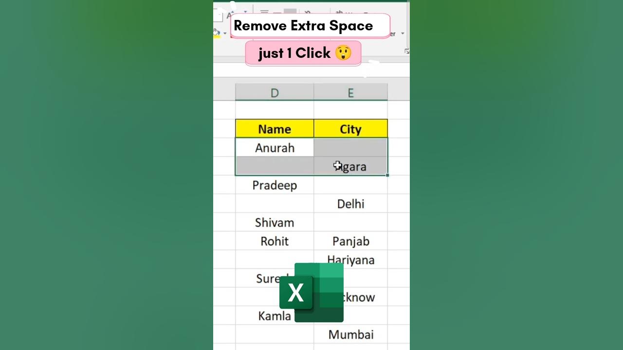 Remove Extra Space just 1 Sec..😲🔥 In Excel #excel #msexcel #shorts - YouTube