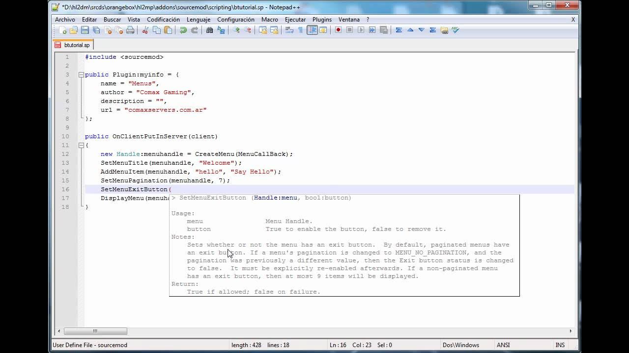 SourceMod Coding Tutorial - 7 - Menus (Show menu when client joins) - YouTube