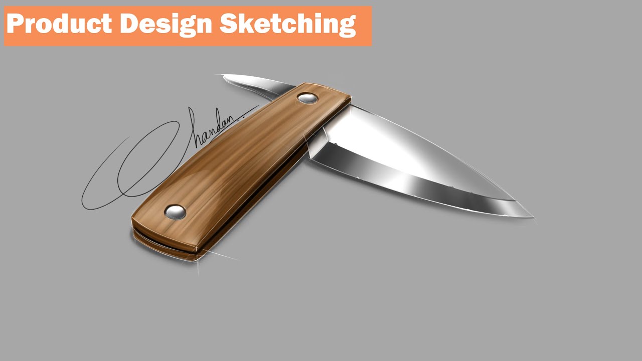Product Design Sketching With Rendering (Pocket Knife) - YouTube