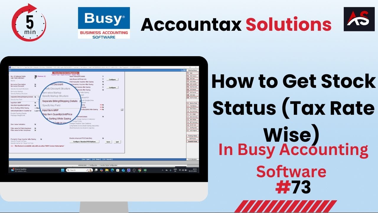 How to Check Stock Status Tax Rate Wise in Busy Accounting Software ...