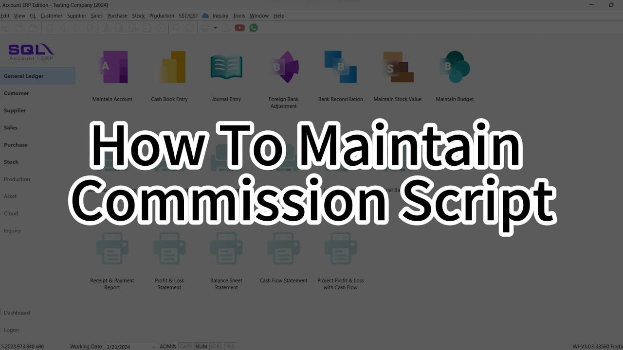 How To Maintain Commission Script 如何管理佣金程序 | SQL Accounting - YouTube