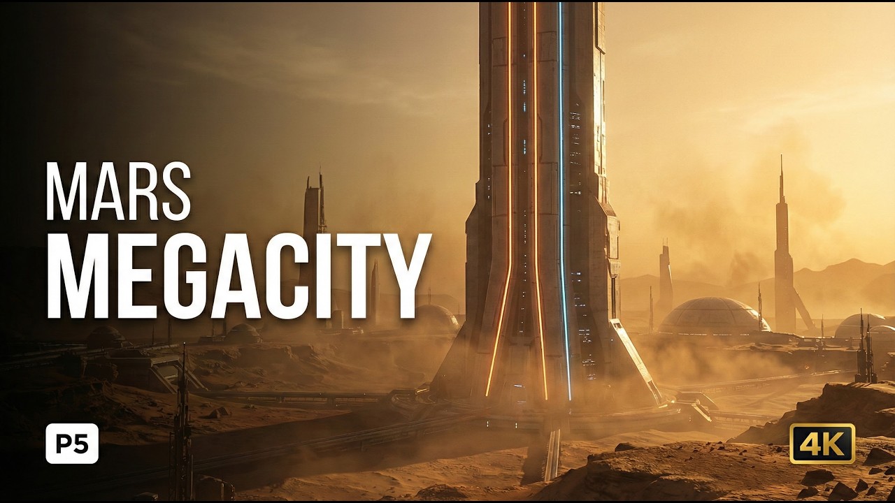 MegaCity on Mars (4K) — Mars Colony 2100 • P5 | No Talking Ambience ...
