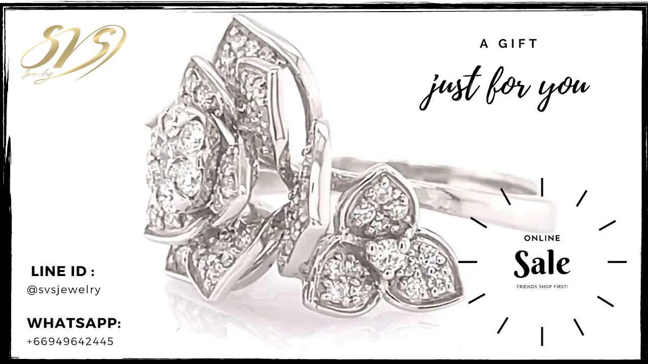Diamond Ring แหวนเพชรแท้ ทองคำขาว 18K by SVS Jewelry - YouTube