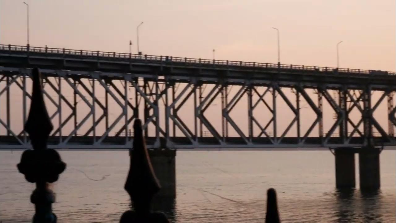 Godavari Bridge Rajahmundry Rail Cum Road Bridge and Second Sister Rail Bridge River Sunset 4K ...