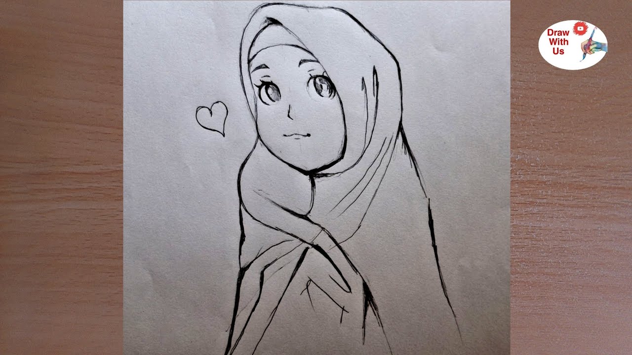 How to draw a step by step a hijab girl | Easy drawing of a hijab ...
