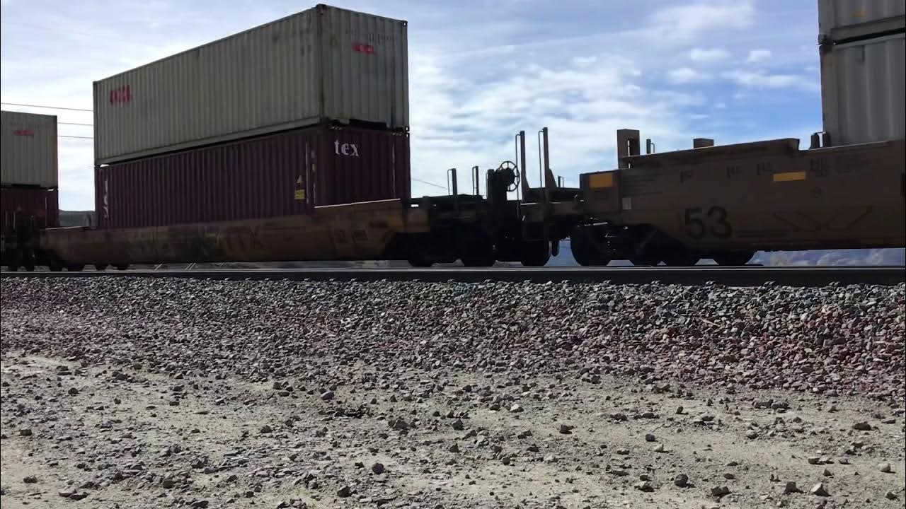 BNSF 7645 Leads Southbound stack train passes through Cajon Pass CA - YouTube