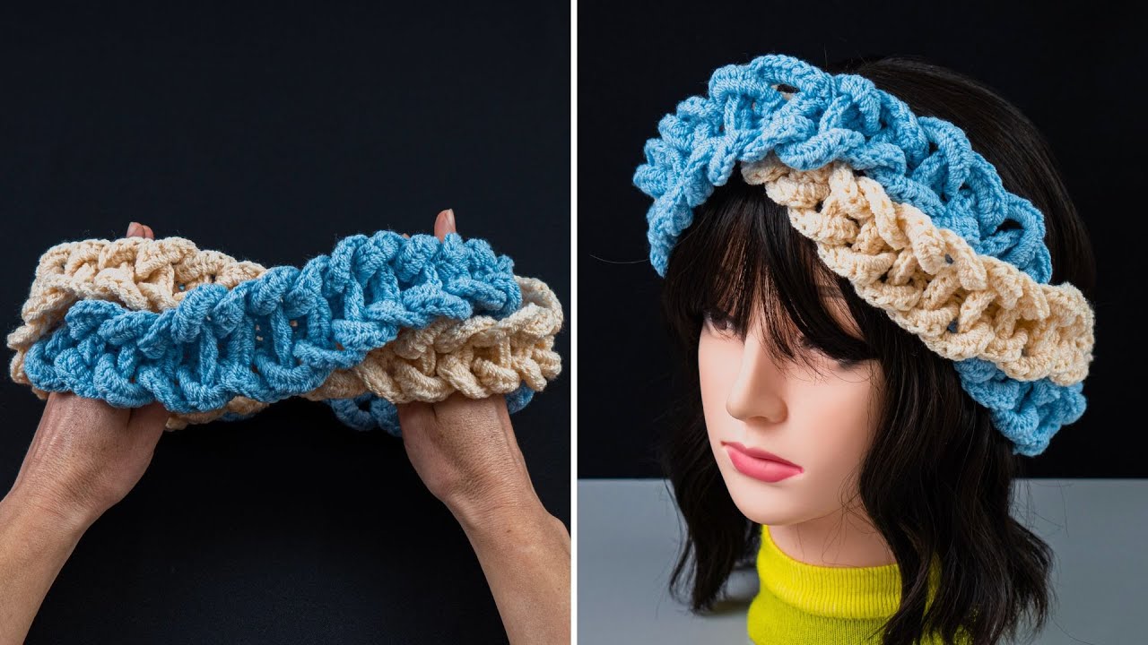 Easy crochet headband tutorial - original stitch pattern! - YouTube
