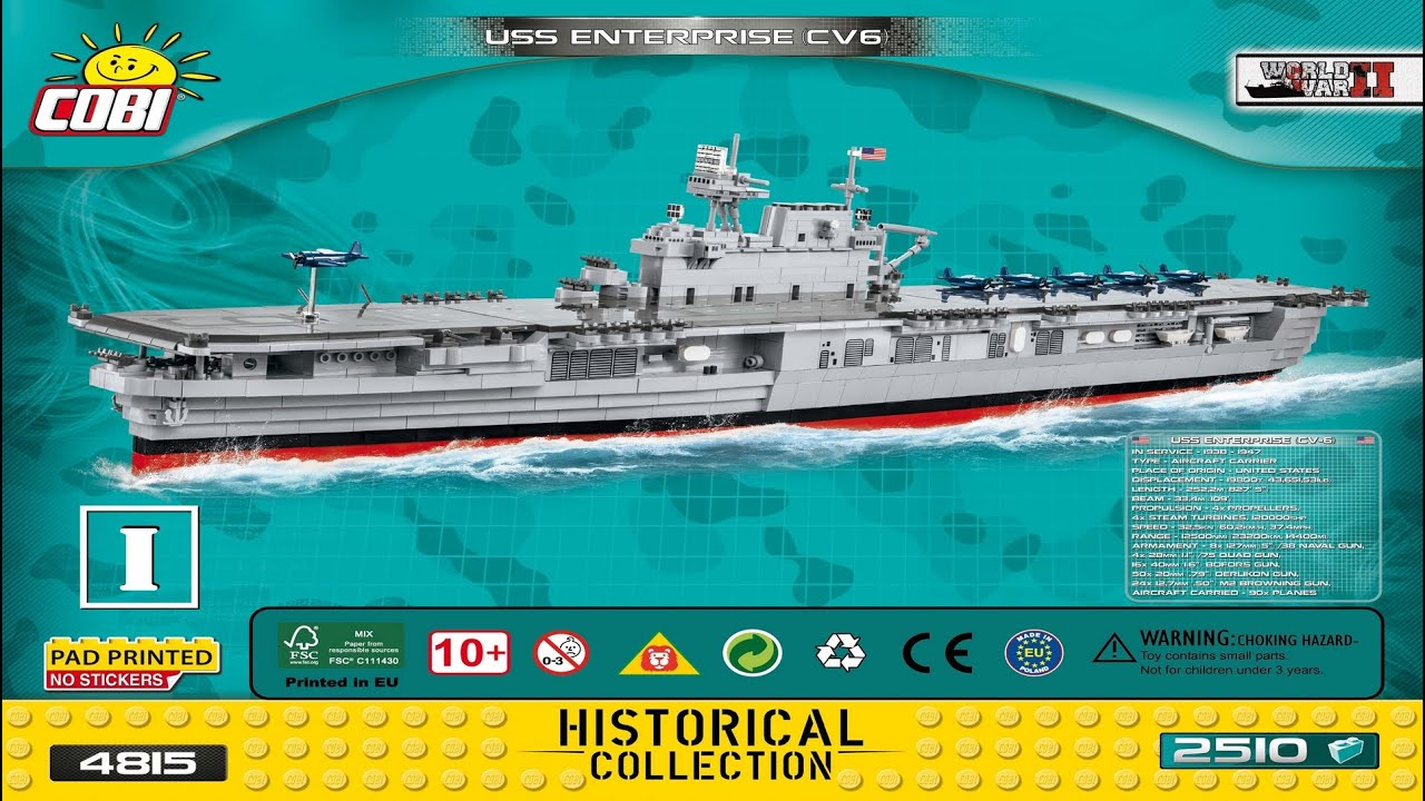 Cobi Instructions | Small Army / WW2 | 4815 | USS Enterprise (CV-6) (Book 1) - YouTube