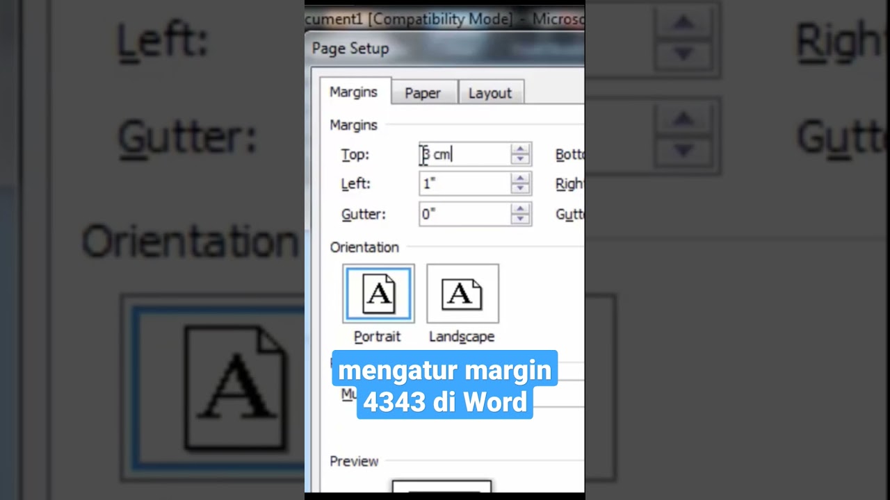 Cara mengatur margin 4343 di Word #short #shorts #tutorial #word - YouTube