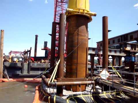 Open Ended Pipe Pile Driving In Coastal Area - Impact hammer - YouTube
