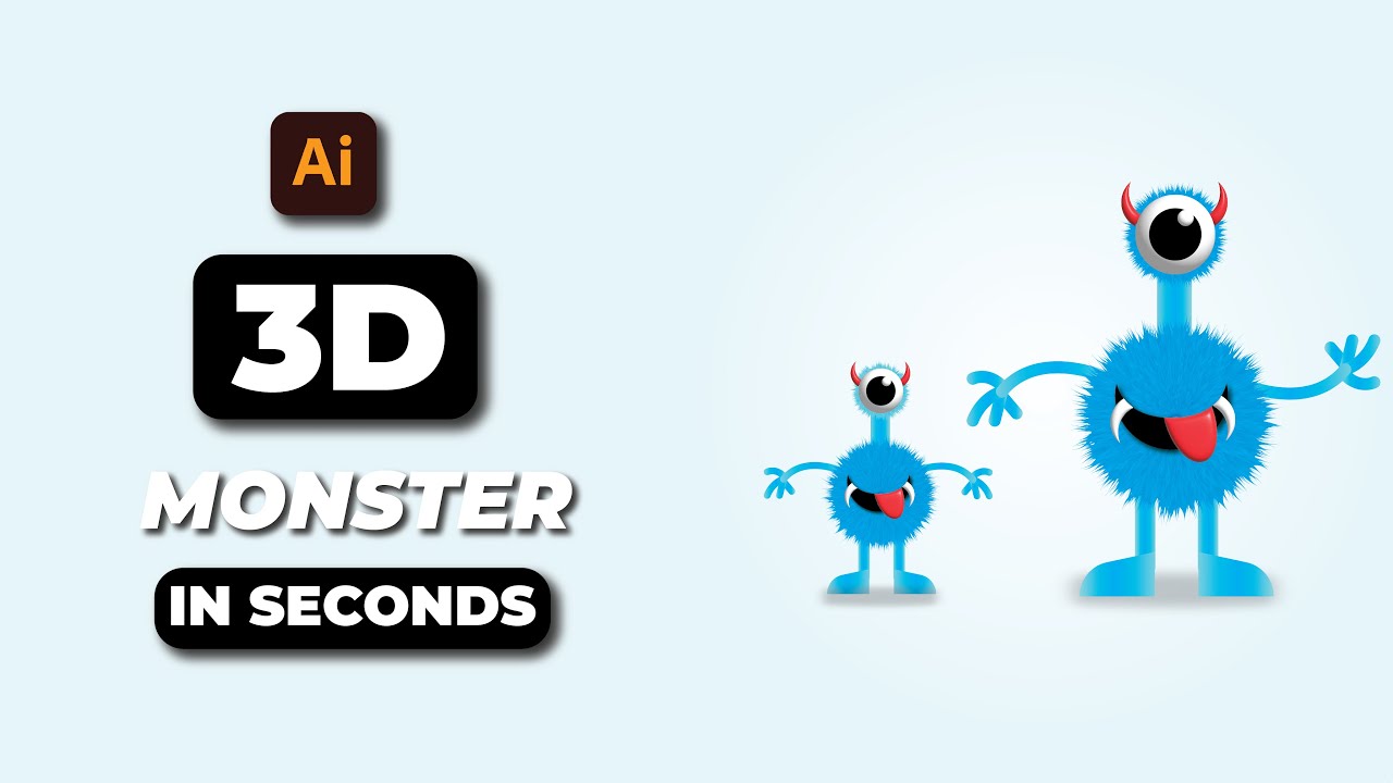 How To Make 3d Monster In Second｜ Illustrator Tutorial 2022 - YouTube