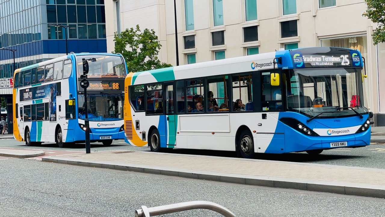 Stagecoach Bus Sheffield 36702+15662 In City Centre - YouTube