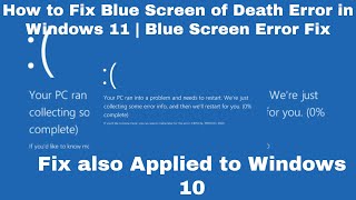 Windows 11 - How to Fix Blue Screen of Death Error in Windows 11 | Blue ...