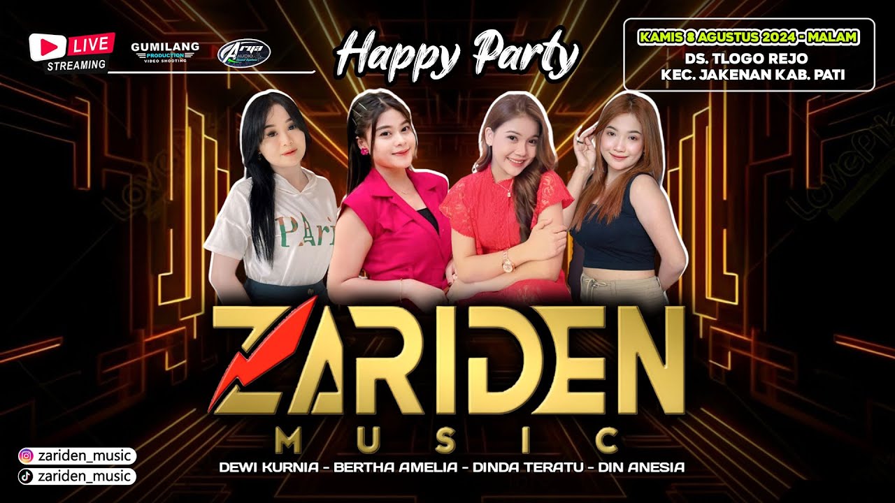 🔴LIVE ZARIDEN MUSIC - HAPPY PARTY PEMUDA TLOGOREJO - JAKENAN PATI - ARYA AUDIO - YouTube