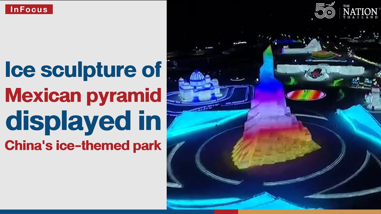 Ice sculpture of Mexican pyramid displayed in China's ice-themed park ...