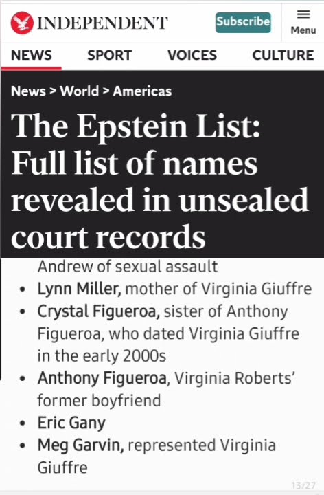 The Epstein Full List of names revealed in court documents for the ...