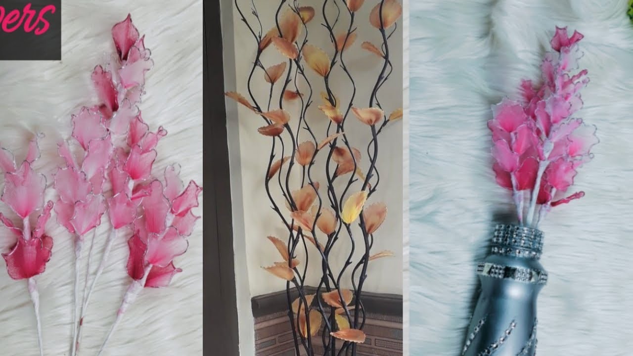 2 Threaded Flowers from stocking Fabric || Corner Flowers || DIY ...