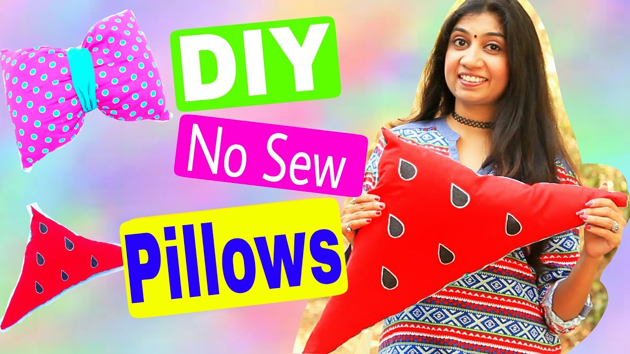 2 Easiest No sew pillows | DIY decorative throw pillow | Cute DIY Room ...