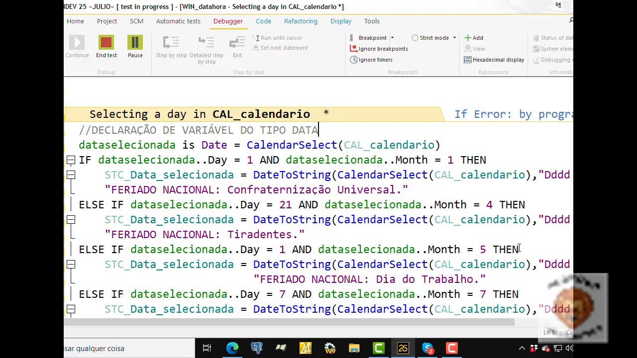 Guia Windev 25 - aula 291- Programando o Calendário. - YouTube