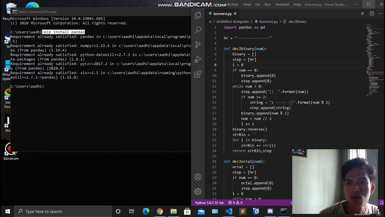 PYTHON : Konversi Bilangan Desimal Ke Binary-Octal-Hexa - YouTube