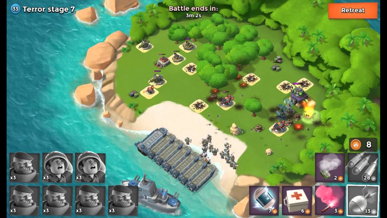 海島奇兵 Boom Beach Level 42 (33) Terror Stage 7 Perfect Grenadiers - YouTube