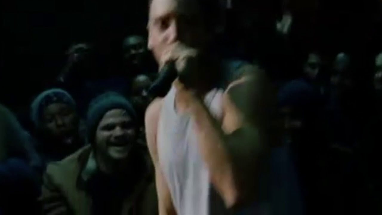 8 mile final rap battle but clarence schools Eminem with one well ...