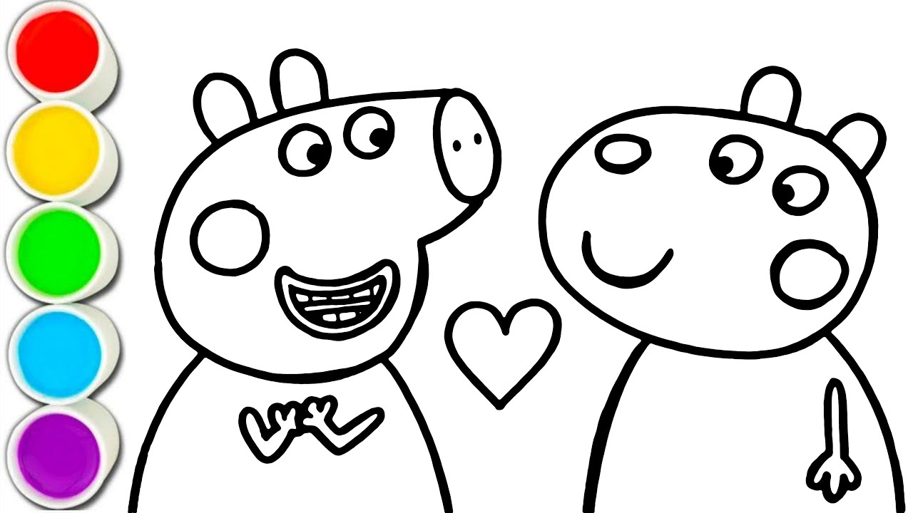 Peppa Pig and Suzy Sheep Easy Drawing, Painting & Coloring For Kids and ...