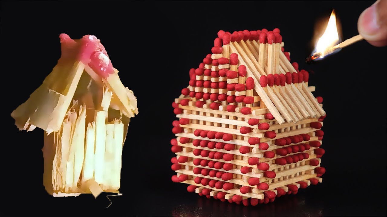 How To Make Matchstick House | Match House Fire - YouTube