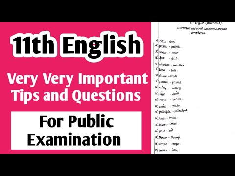 11th English important questions|11th|English|public|Important ...