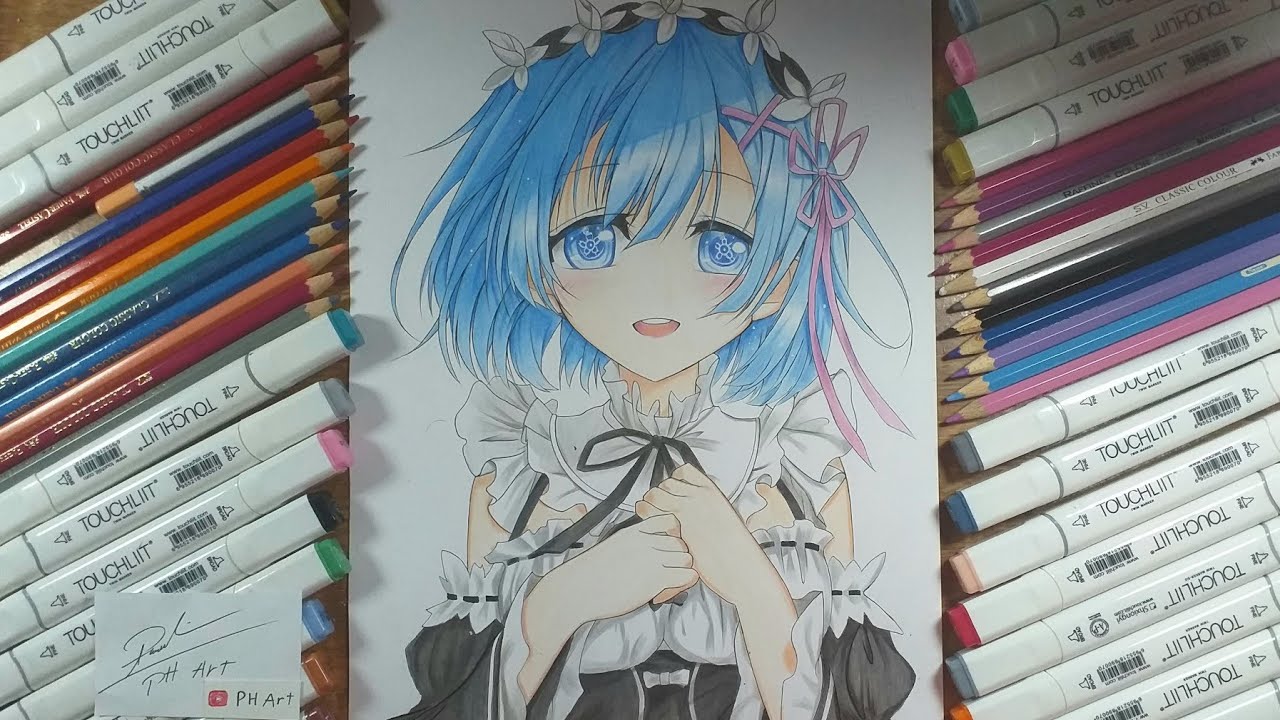 Vẽ Rem - speed drawing Rem (Re:Zero) |Drawing anime girl [Ph Art] - YouTube