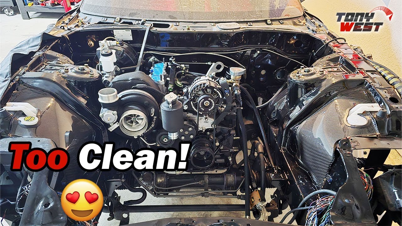 Getting the engine bay ready for the new engine - Mazda FD RX-7 - YouTube