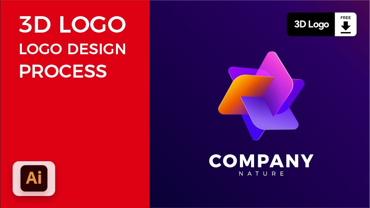 mesh gradient Design 3D Logo Process | Adobe Illustrator ｜3D标志设计流程 ...