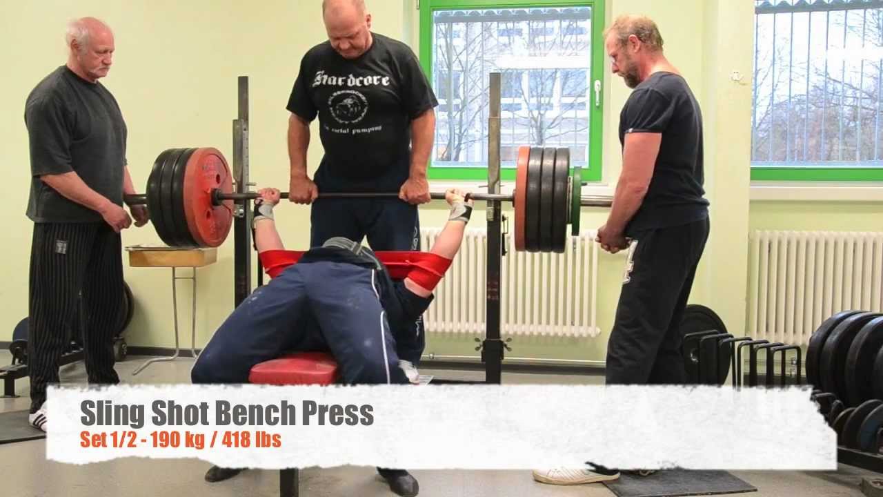 Sling Shot Bench Press 190 kg / 418 lbs - YouTube