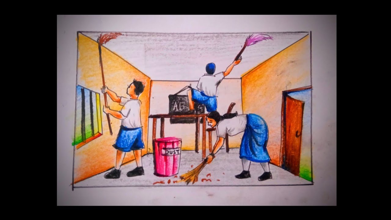 Class room cleaning scenery! (ক্লাস রুম পরিস্কার করার দৃশ্য). oil ...