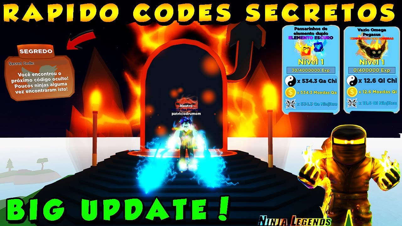RAPIDO SAIU!! NOVOS MEGA CODIGOS SECRETOS NO NINJA LEGENDS MAIS NOVOS ...
