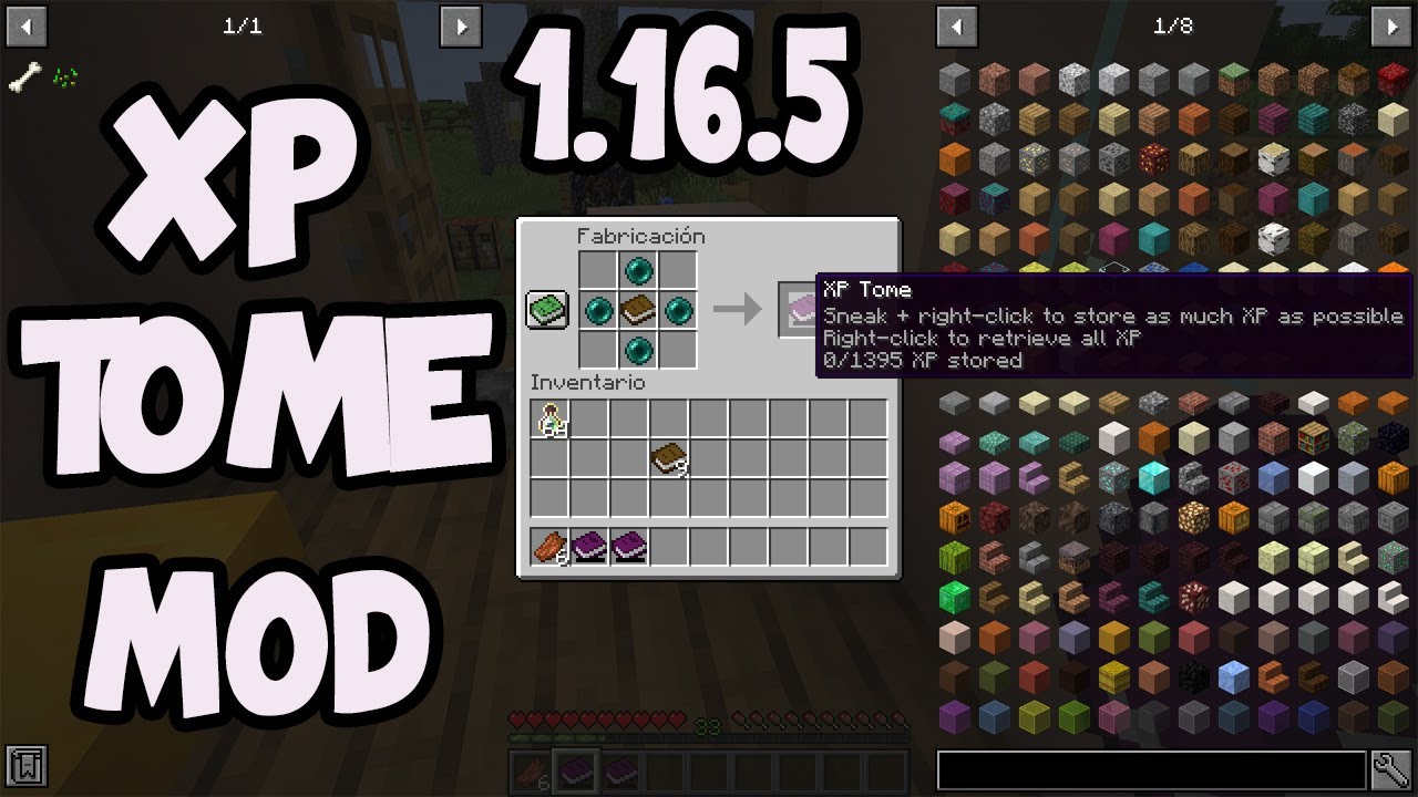 INSTALAMOS MOD XP TOME (guardamos experiencia en el libro) MINECRAFT ...