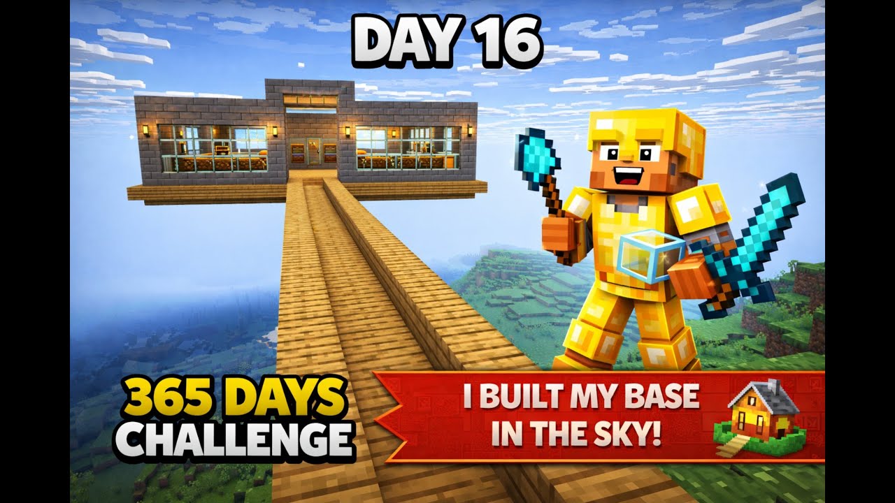 Day 16 – I Finally Built My Base! 🏠 | Minecraft 365 Days Challenge ...