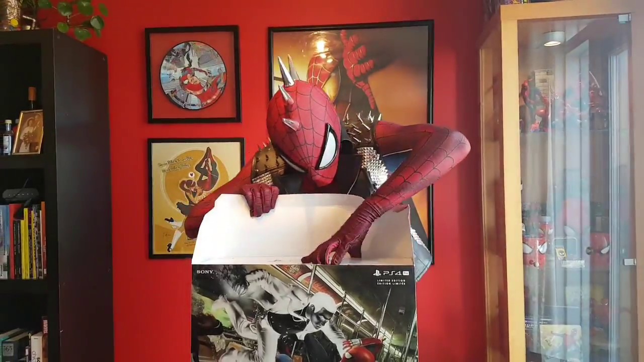 Spider-Man PS4 Limited Edition Console Unboxing in Spider-Punk Cosplay ...
