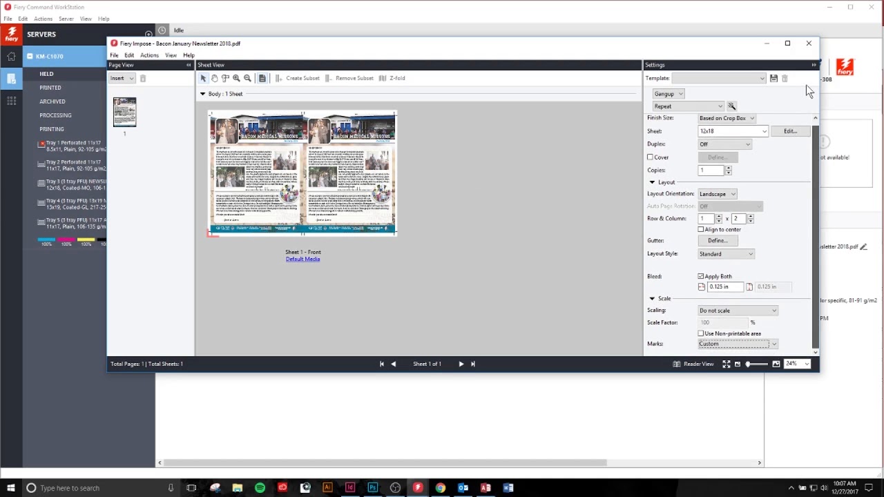 Fiery Impose GangUp Repeat Printing on Konica Minolta Bizhub Printer ...