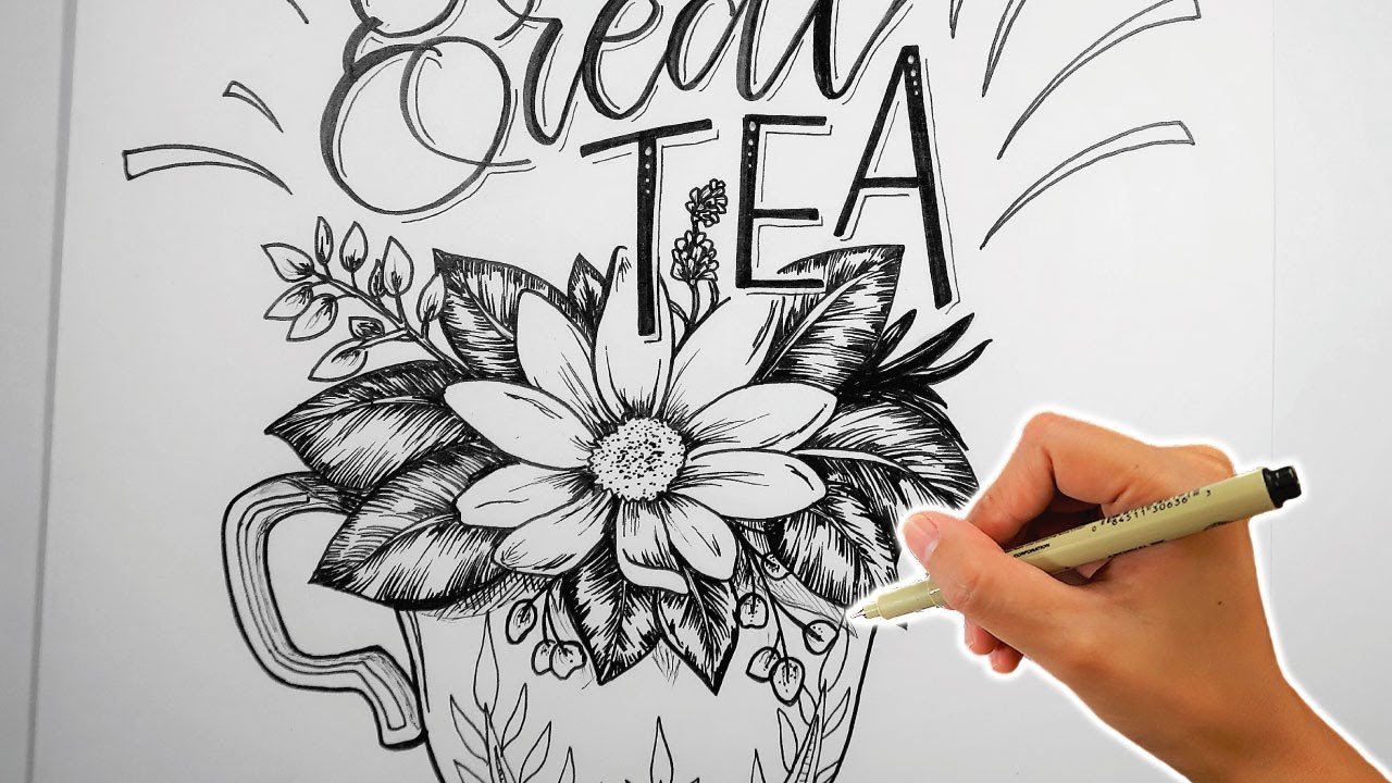 Hand Lettering Art For Tea Lovers | Letter With Me - YouTube
